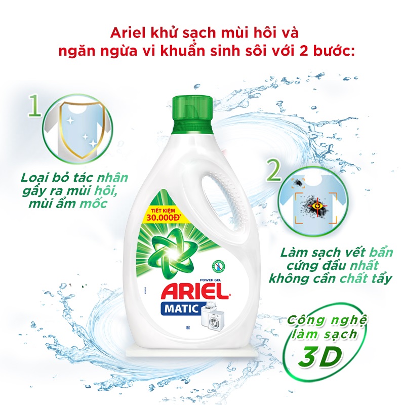 Nước Giặt Ariel Với 3 Công Dụng ưu Việt Làm Sạch Quần áo Tuyệt Vời