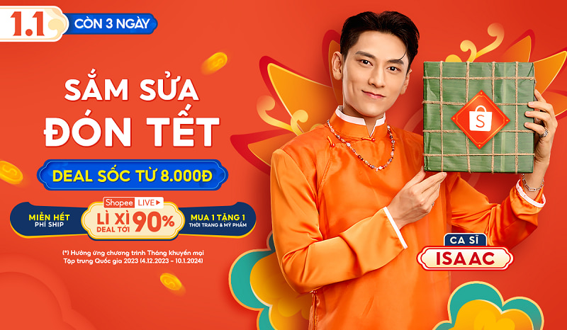 Shopee 1.1: Shopee Tết Sale Mở Màn Giảm Đến 90%, Voucher 1,1 Triệu, Ship 0đ